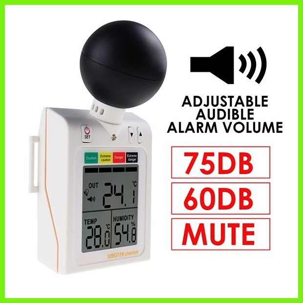 Wearable 2-in-1 WBGT + HI Heat Index Checker Wet Bulb Globe Temperature ...