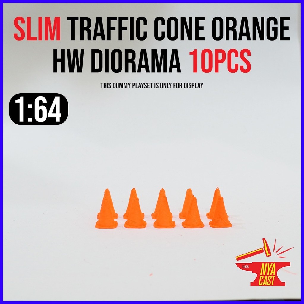 Slim Traffic Cone Orange 1/64 Diorama 10PCS Diecast Kon Plastik Tall ...