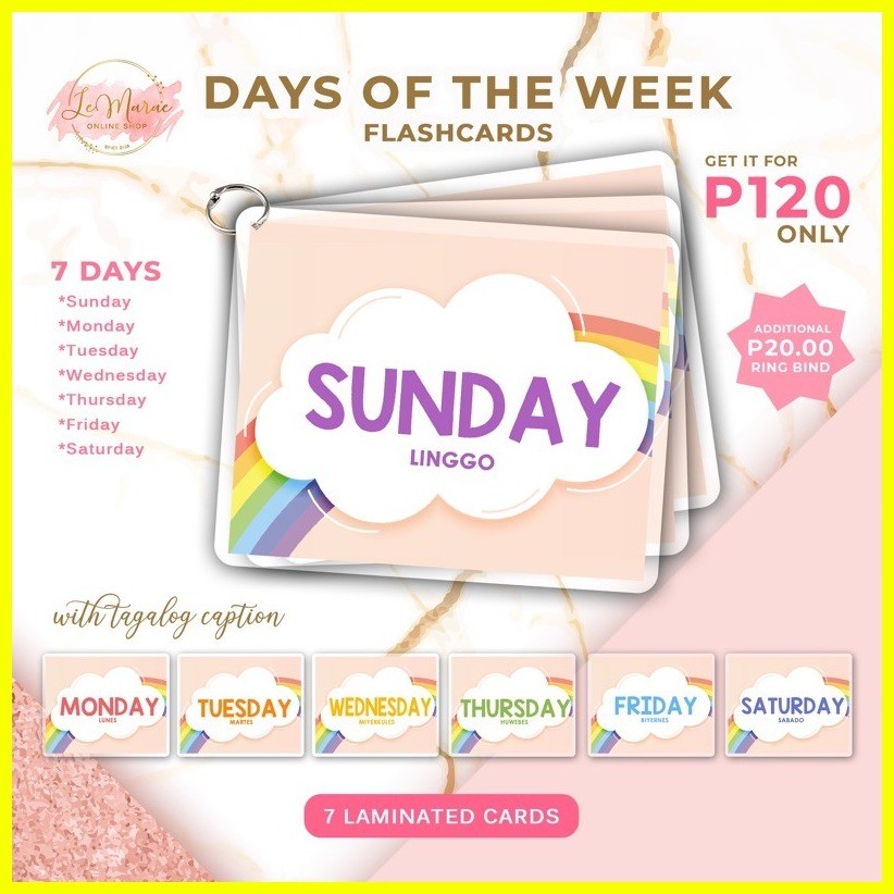 MGA ARAW SA ISANG LINGGO Days of the Week Tagalog Filipino Laminated ...