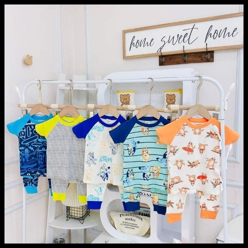 ♞RHAI'S Cotton Kids Terno Boys T-shirt Pajama Jogger Pambahay Sleepwear (6 months to 1-5 years ...