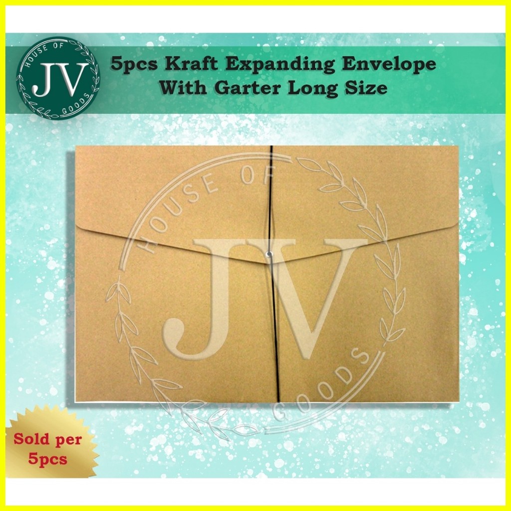 5pcs KRAFT Expanding Envelope With Garter Long Size | Shopee Philippines