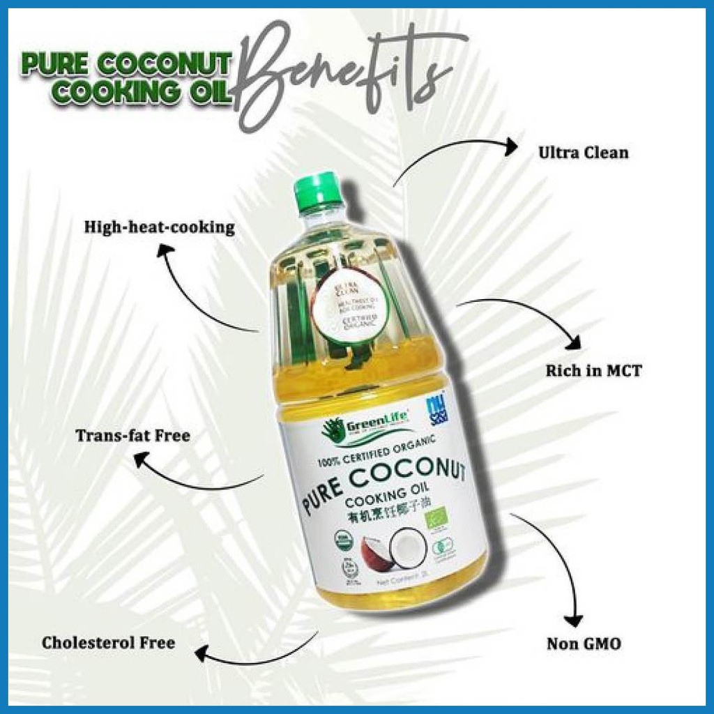⚖ ♣ Greenlife 100% Organic Pure Coconut Cooking Oil 1L / 1 Liter ...