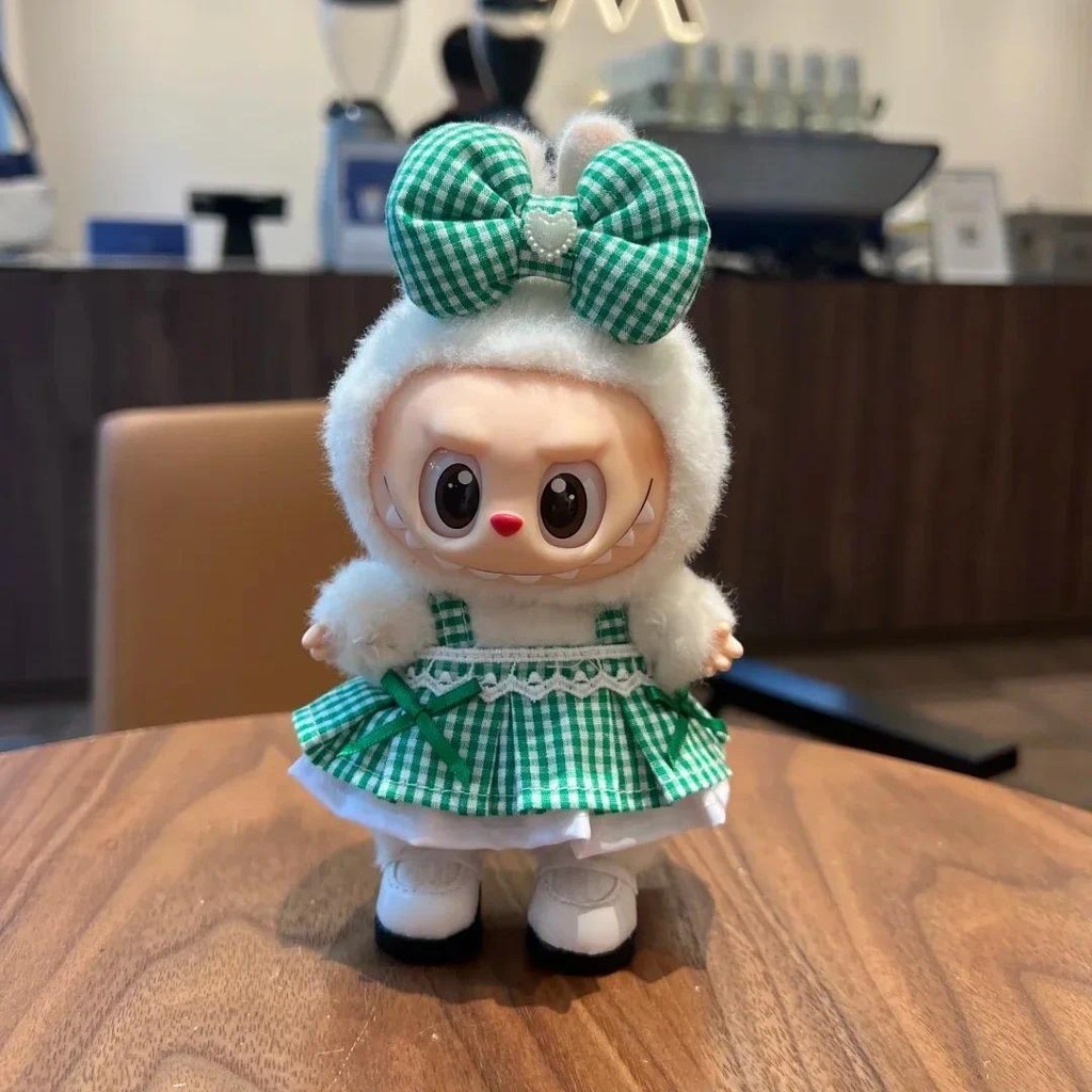 (No dolls)For 17 cm Labubu v1/v2/v3 Doll Fashion Suit Plaid Overall ...