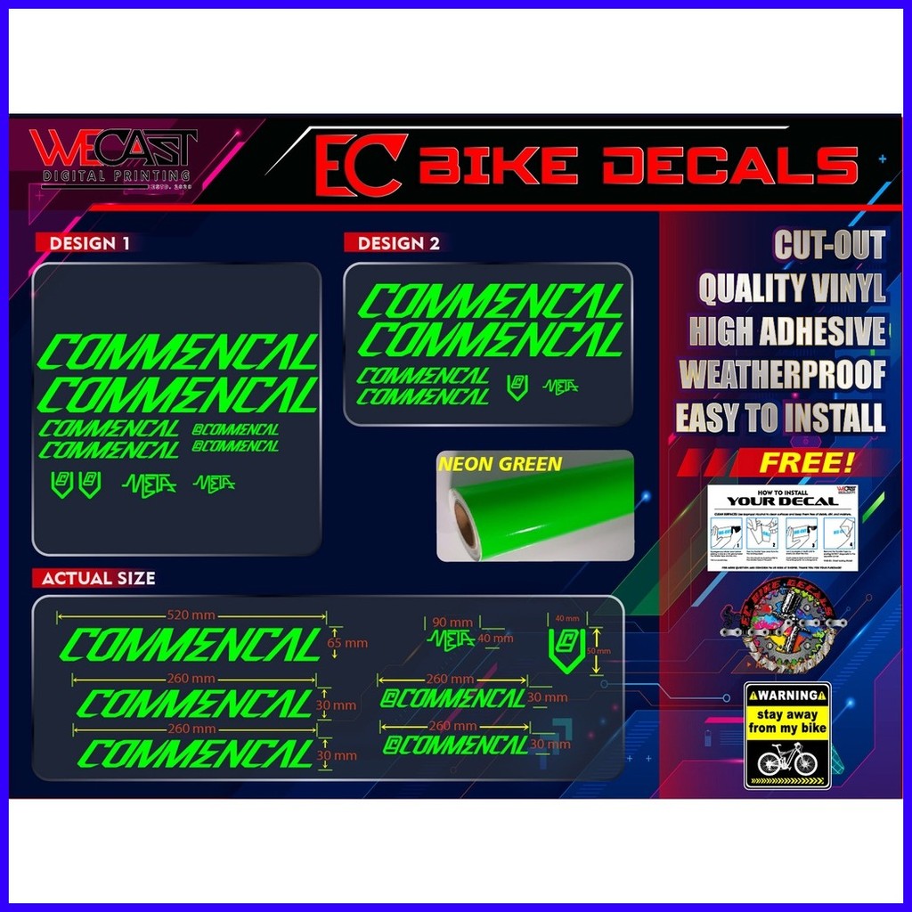 WECAST Commencal Road Bike Frame Decals and Sticker for Bike Frame ...