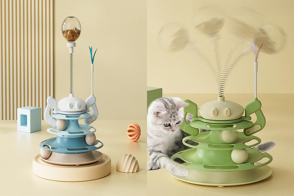 Puzzle Slow Feeder for Cats Cat Treat Dispenser Toy Interactive Cat ...