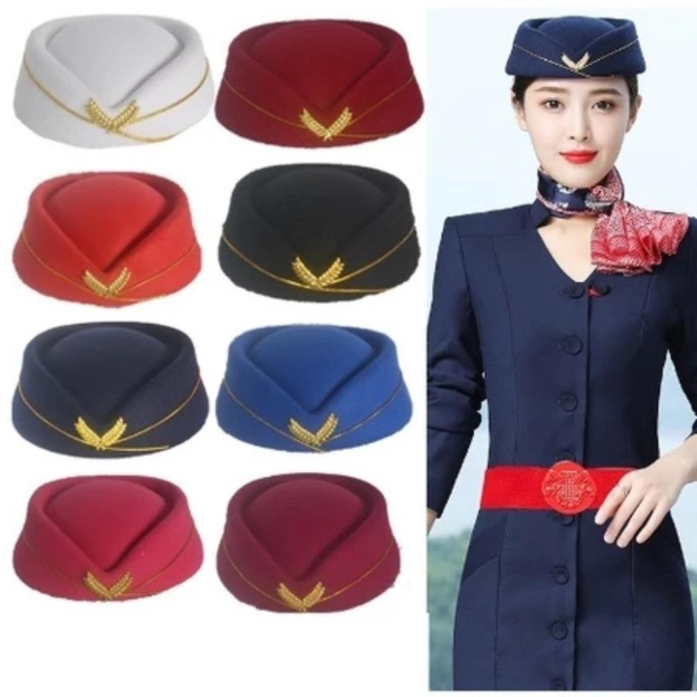 Women Stewardess Hat Beret Hat Women Air Hostesses Hat Party Favors ...