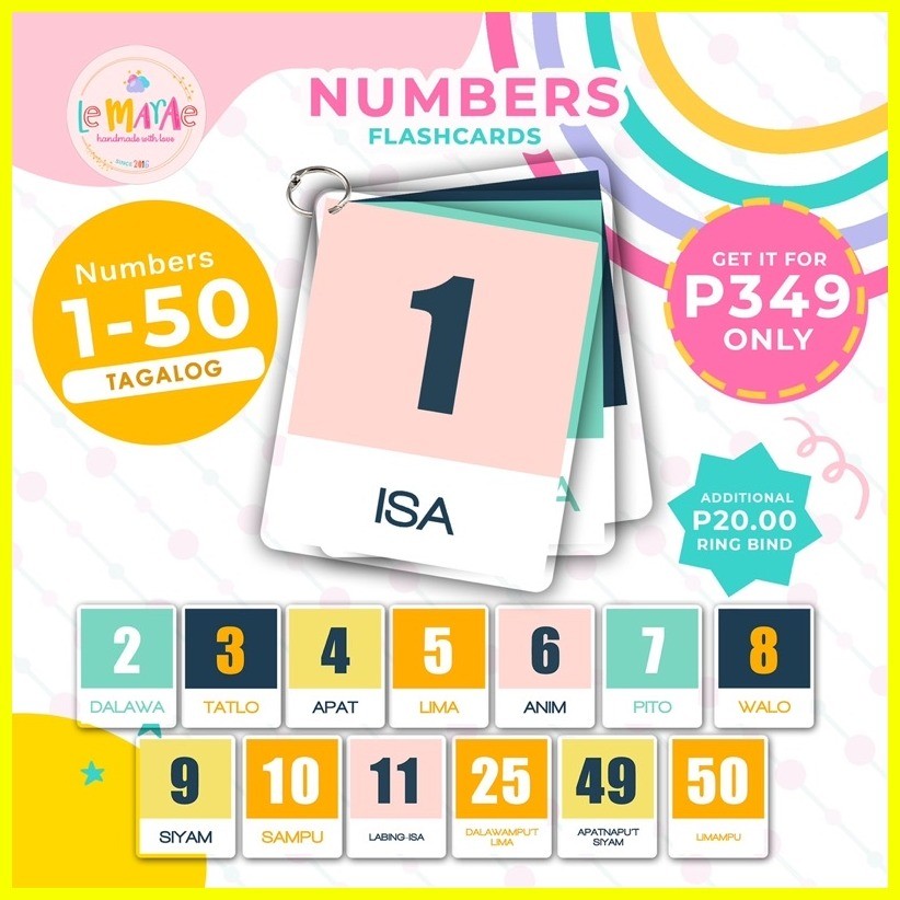 NUMBERS TAGALOG FILIPINO MGA NUMERO Laminated Educational Flashcards ...