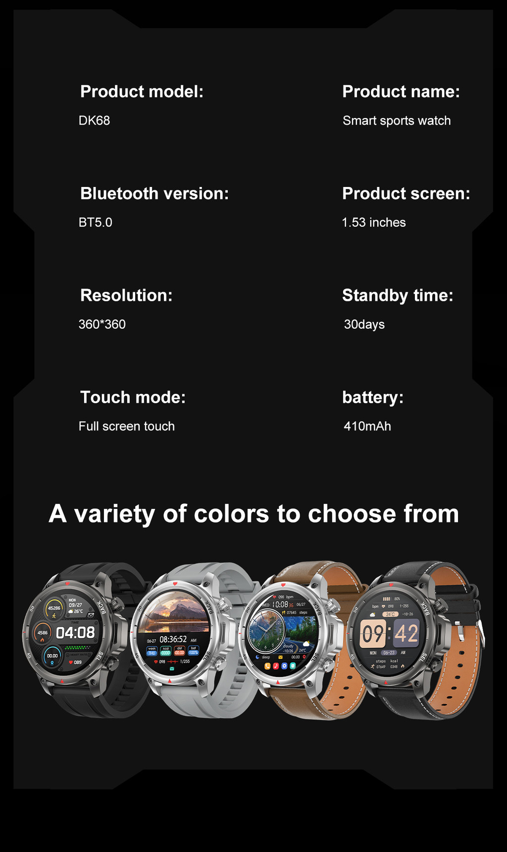 Original Round Smart Watch For Men Waterproof DK68 Bluetooth Call ...