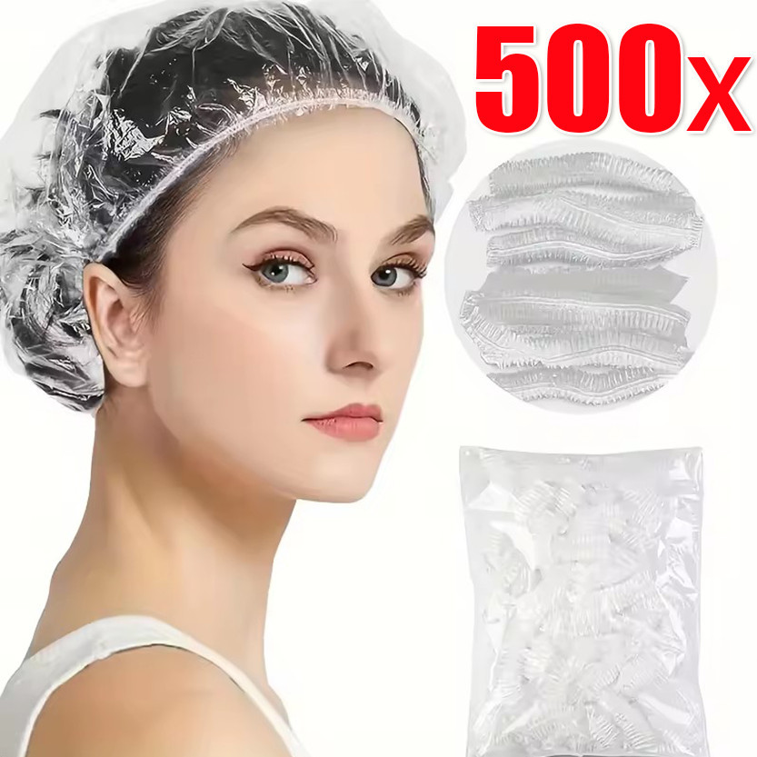 Elastic Shower Caps 500pcs | Waterproof Hair Protector for Bathing ...