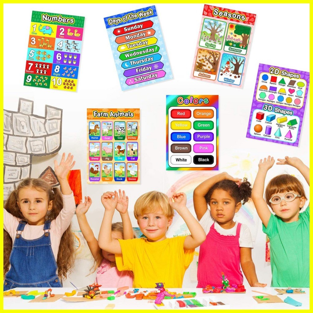 10 Pcs Chart For Kid Educational Wall English Alphabet Numbers Chart ...