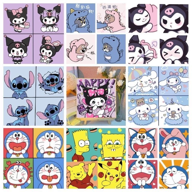 20*20 cartoon char Framed Digital Painting Pagpipinta DIY Canvas ...