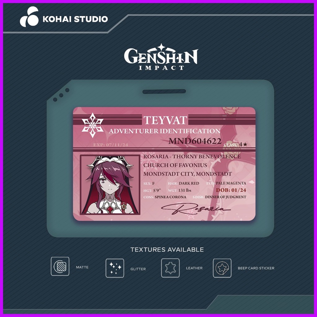 Genshin Impact ID Card Adventurer Identification Cosplay BEEP Sticker ...