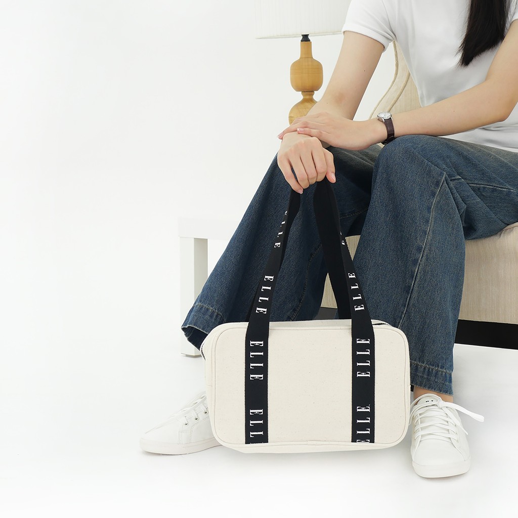 ELLE BOWLING BAG Canvas Cotton 1 Shoulder Available In 2 Colors Model ...