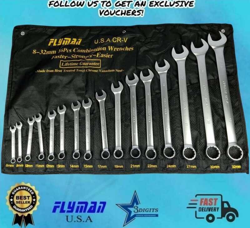 Flyman USA 16 Pcs. Combination Wrench Set ( 8-32Mm ) | Shopee Philippines
