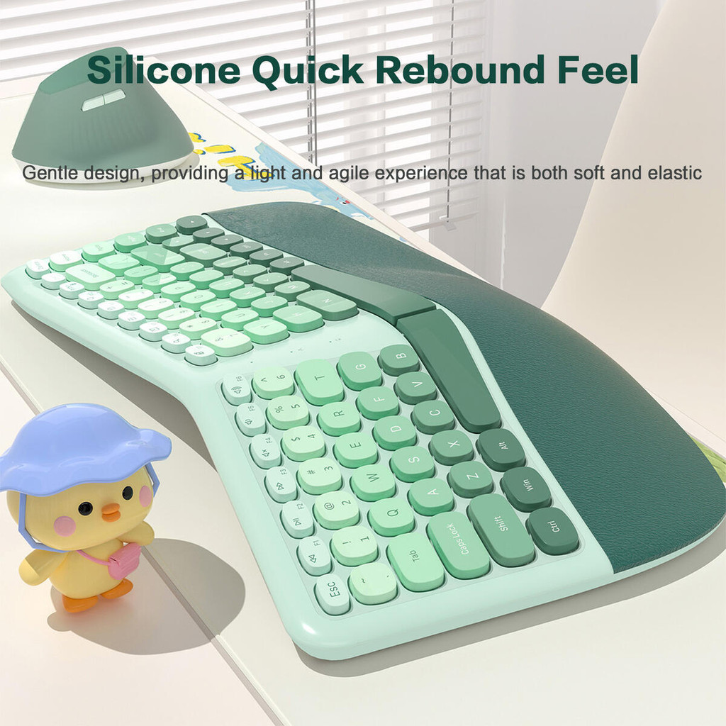 Ergonomic 2.4Ghz Wireless Keyboard and Mouse Colorful Split keyboard ...