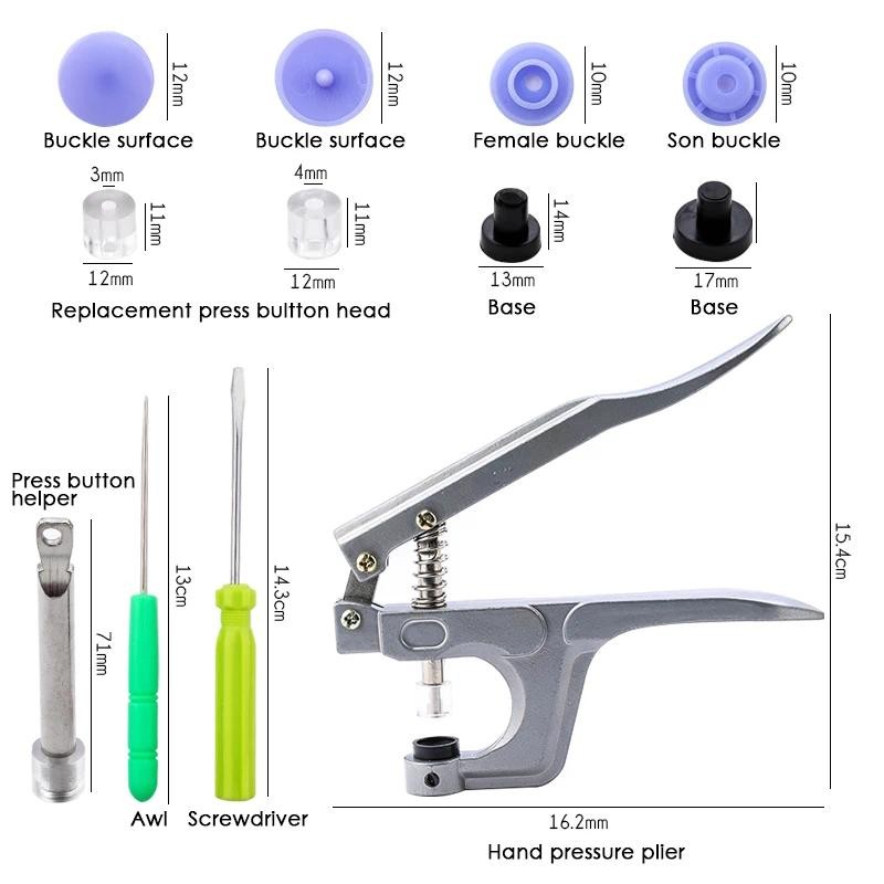 U Shape Fastener Snap Pliers Buttons Kit T5 Plastic Resin Snap Button ...