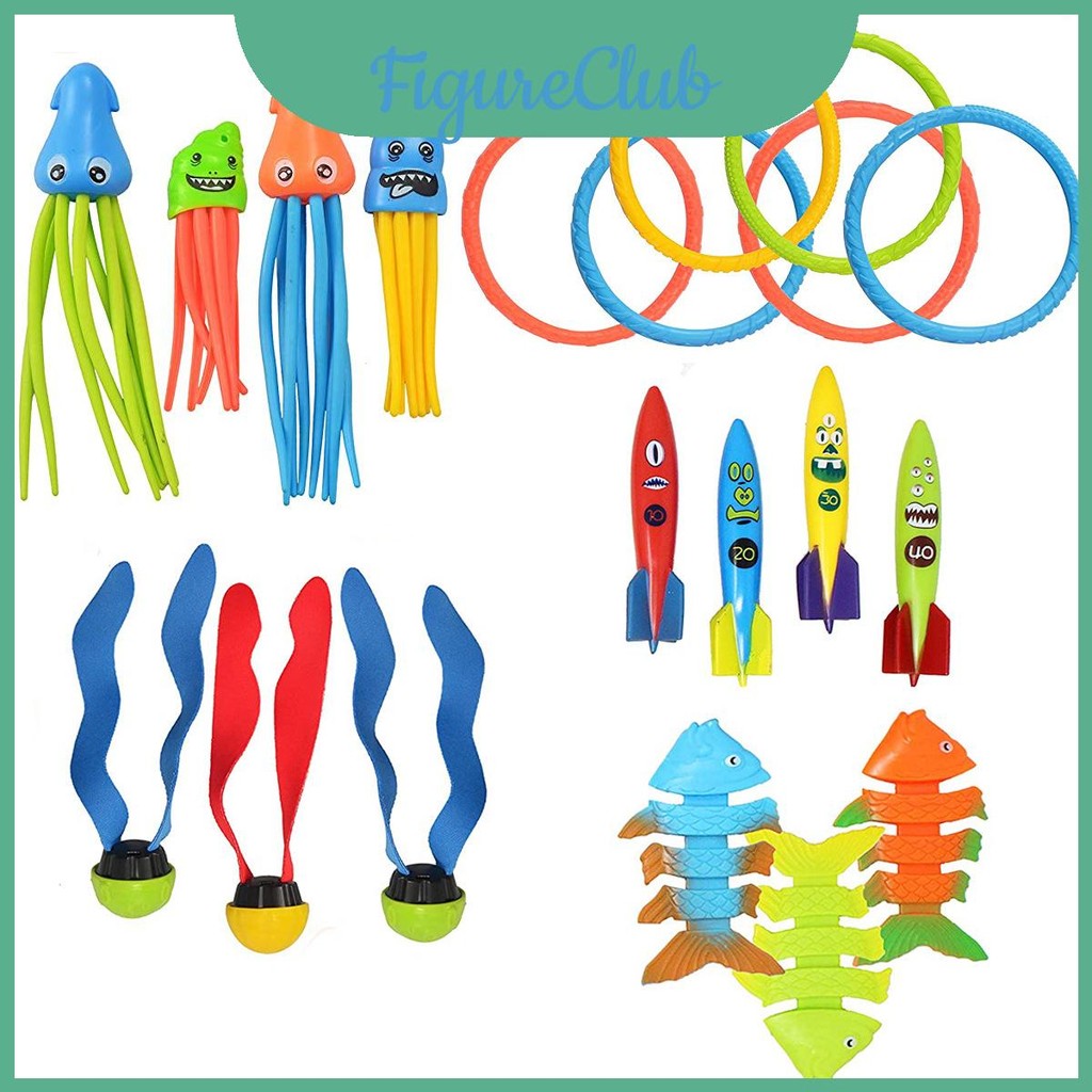 Pool Swimming Interactive Diving Toy Rings And Torpedo Set For Children ...