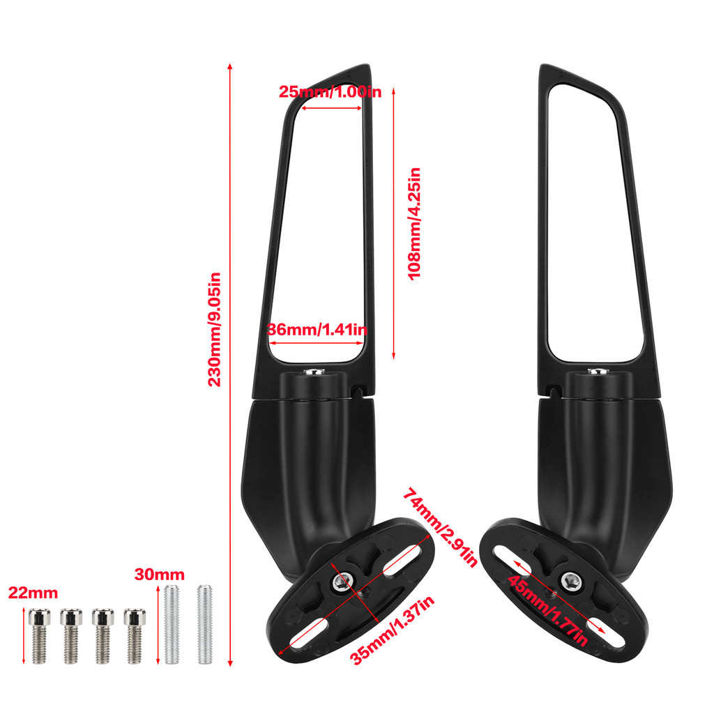 Winglet Side Mirror Universal Wind Wing Rotating Motorcycle CNC for ...