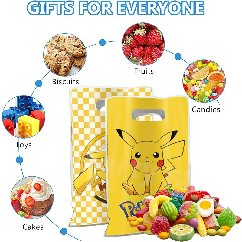 Pokemon Party Bags 16.5*25cm Pikachu Birthday Candy Bag Loot Bag ...