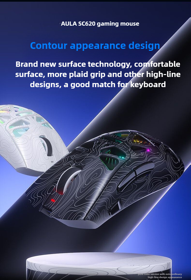 AULA SC620 Mini Mouse Three Mode Lightweight Wired Wireless Bluetooth ...