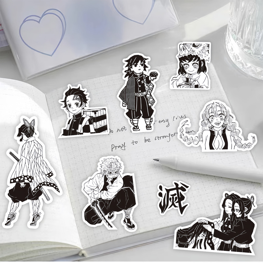 75Pcs Demon Slayer Stickers - Tanjiro/Nezuko/Giyuu/Kanao Decor - Black ...