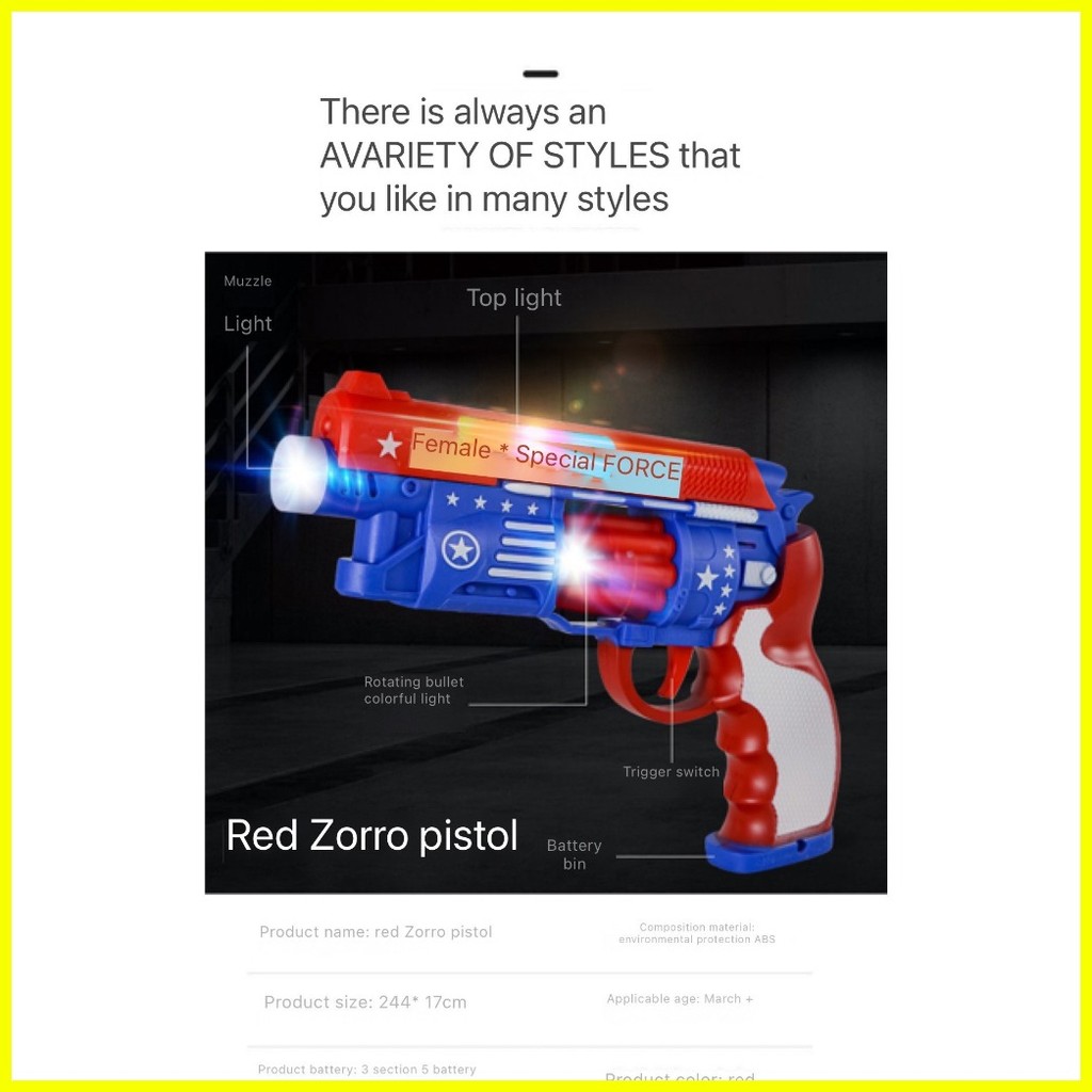 Children's Electric Toy Gun Lighting Music Vibration Revolver Sound and ...