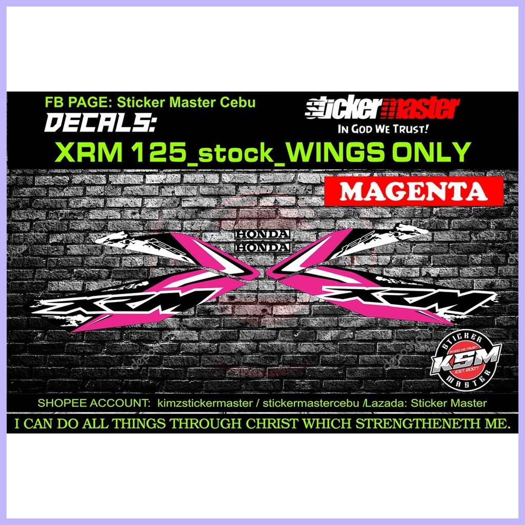 ⋄ ℠ ♞,♘XRM 125 STOCK DECALS_WINGS ONLY | Shopee Philippines