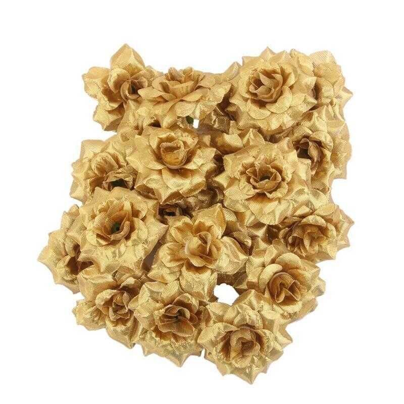 50 Pcs Silk Roses Artificial Wedding Clips Decoration Flower Head ...