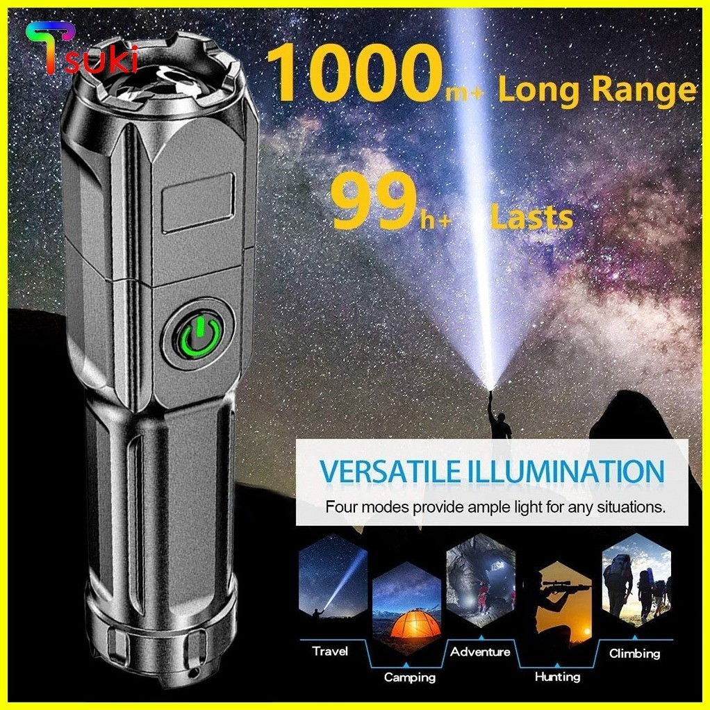 Powerful Flashlight Rechargeable Tactical LED Flashlight Torch Lantern ...