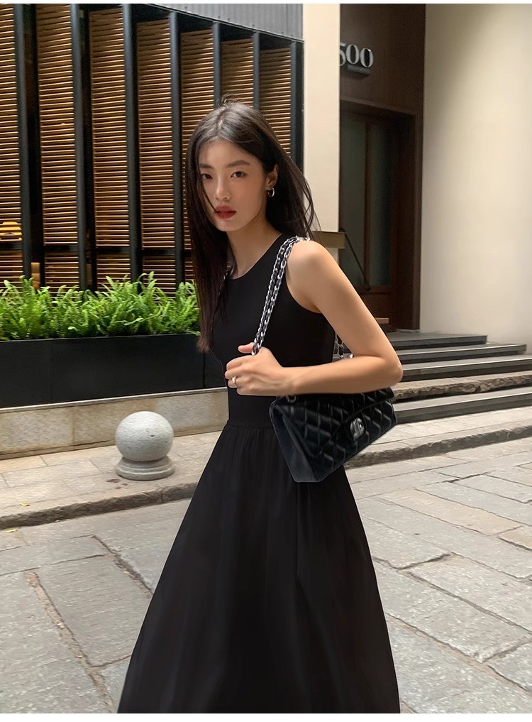 Beryl Summer sleeveless dress slim waist knitted dress eleganteng mid ...