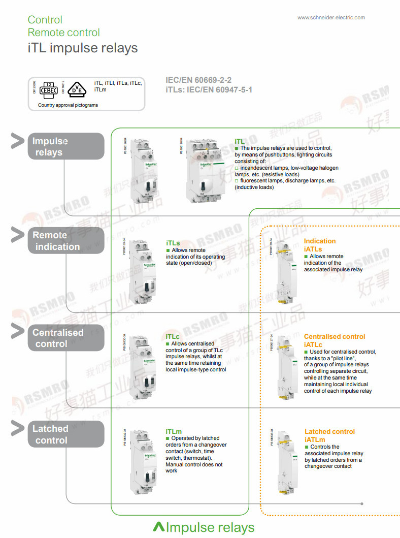 Schneider iTL Impulse Relay A9C30831 A9C30812 A9C30811 A9C30312 ...