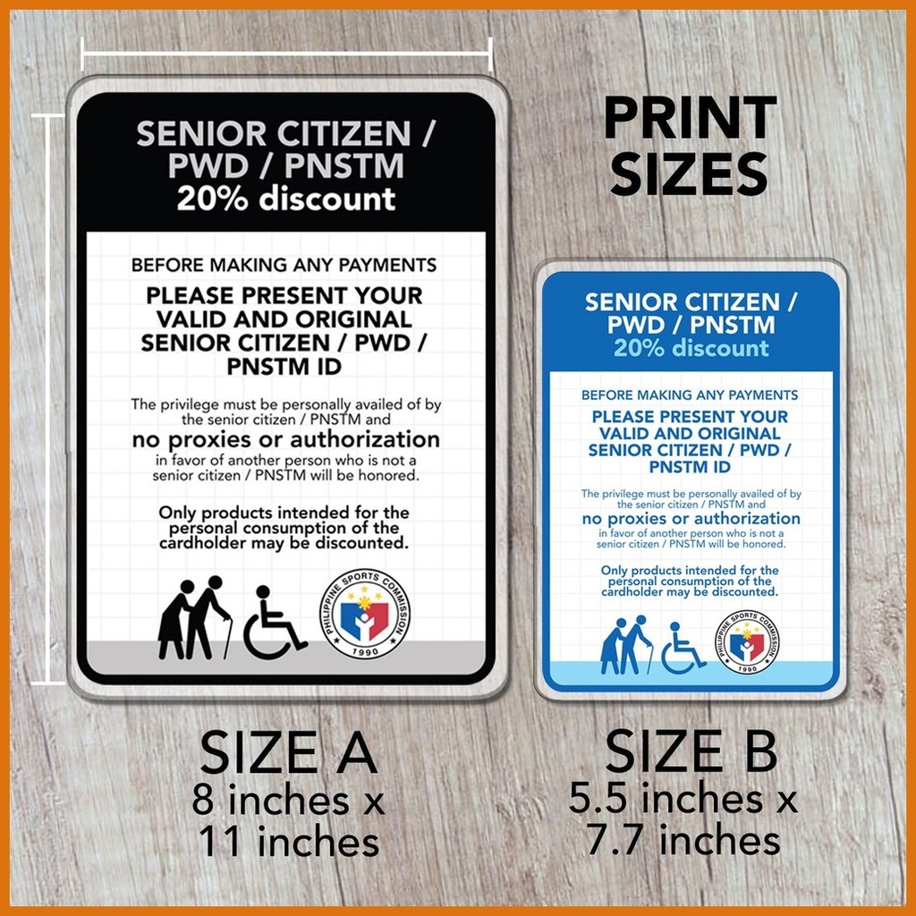 ¤ Senior Citizen / PWD / PNSTM Discount Requirements Sign / Signage ...