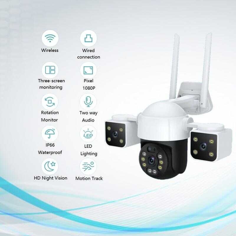 V380 M2 Triple Lens Home Security Camera Wifi CCTV Outdoor PTZ 360 ...