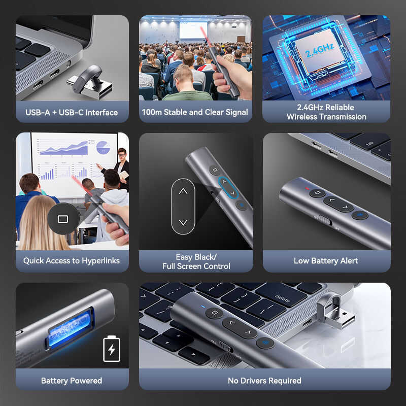 Remote Vention Controller Presenter Wireless Pen 2.4Ghz USB A C Adapter ...