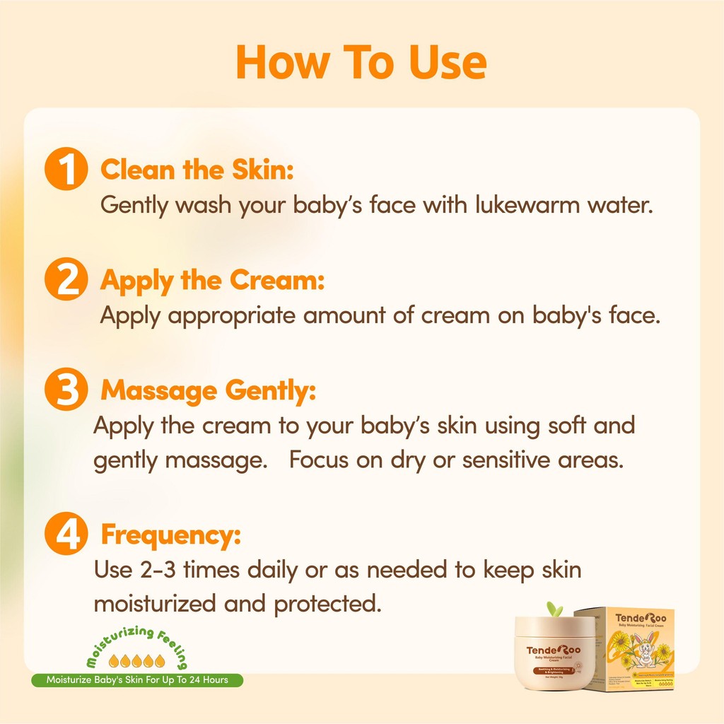 Tenderoo Baby Moisturizing Facial Cream Natural Plant Formula Soothing ...
