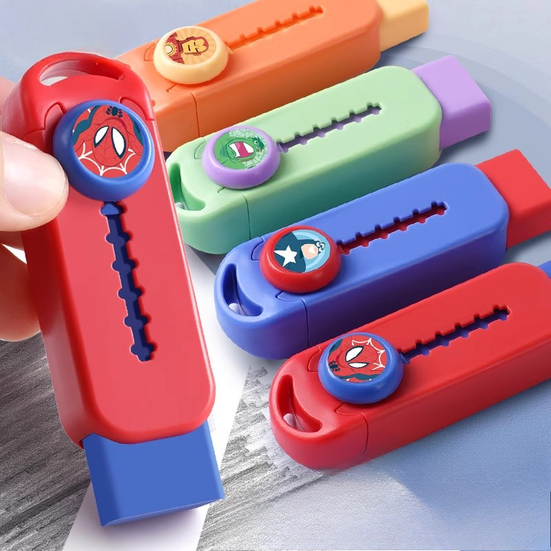 Creativity Retractable Cartoon Spider-Man Pencil Eraser Push Pull ...