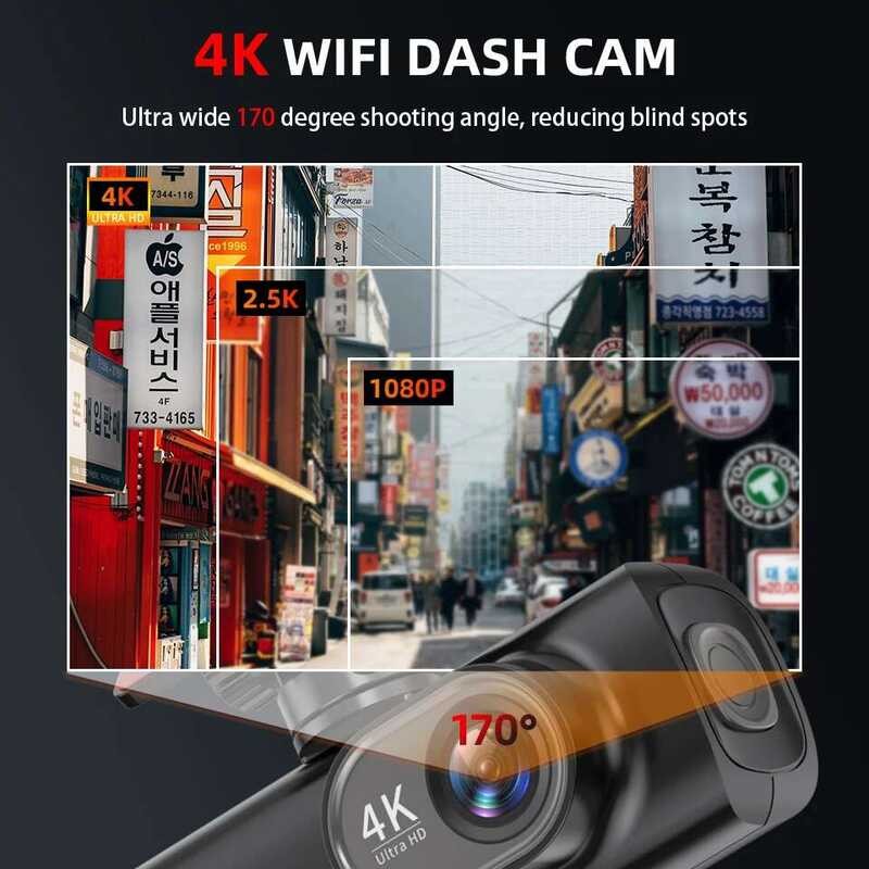E-Ace 79 Dash Cam UHD 4K For Car Camera Night Vision With GPS Wifi 24H ...