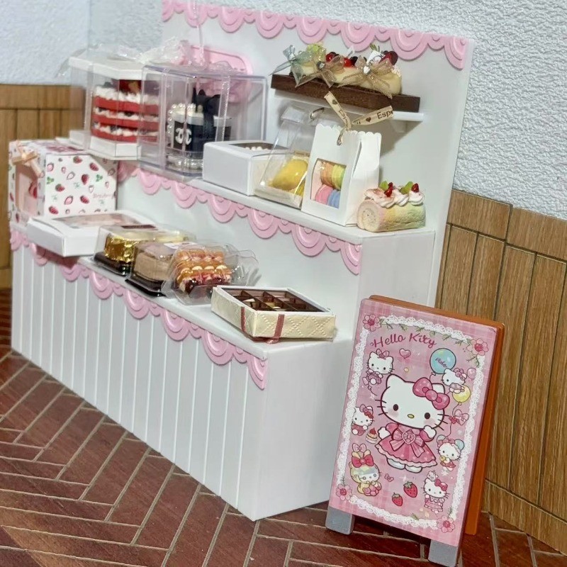 Mini Dessert Shop Cartoon KT Standee – Micro Cake House Scene Display ...