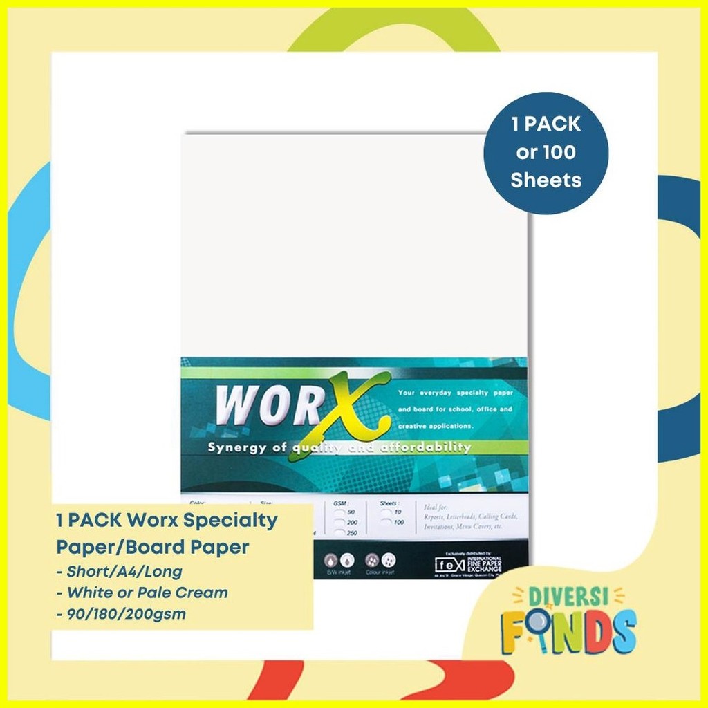100pcs Worx Specialty/Board Paper 90/180/200gsm White Short/Long/A4 ...
