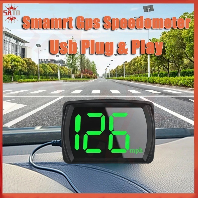Car HUD Headup Display KM/H MPH GPS Digital Speedometer with LED Large ...