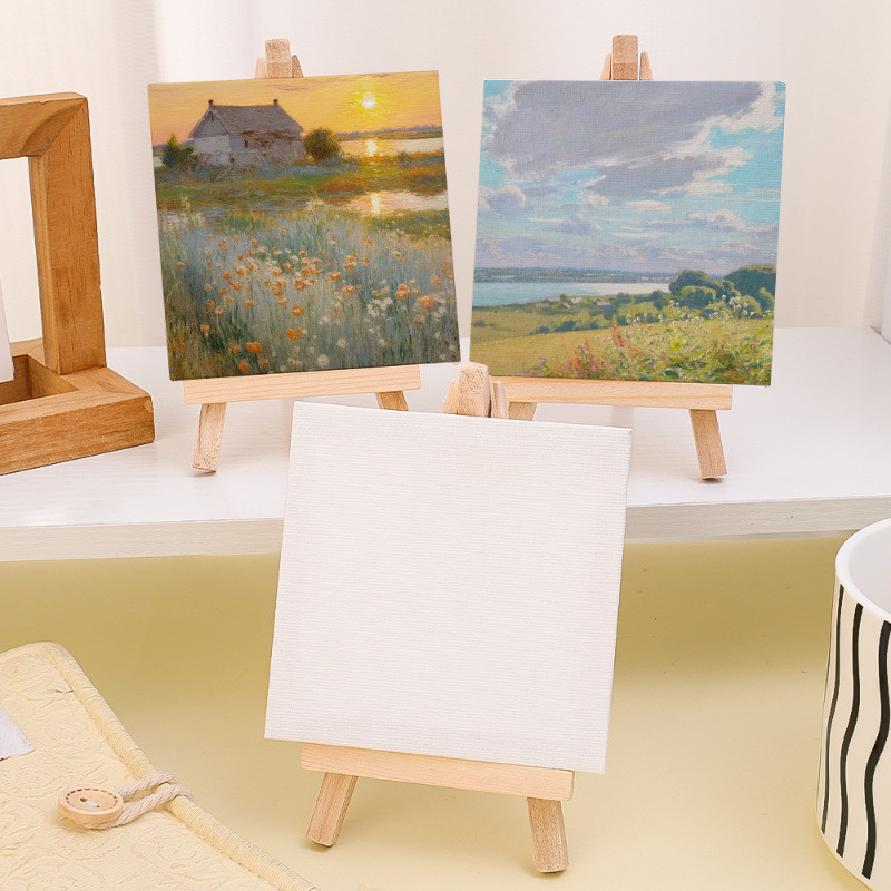 Mini Canvas and Easel Set - Wood Foldable Canvas Easel Stand Set - Tiny ...