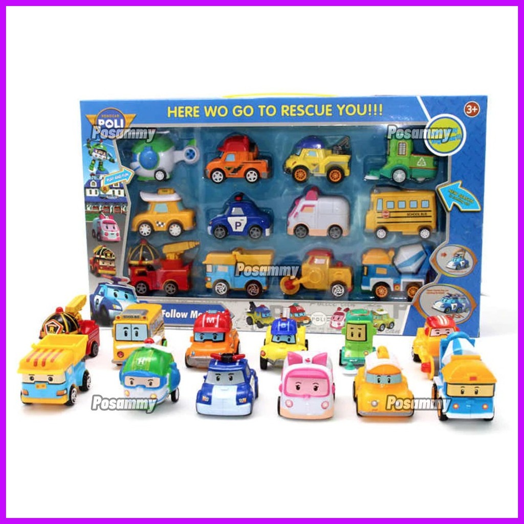RP 12 Pcs Pull Back Cars Vehicle Set Pullback Vehicle Poli Roy Helly ...
