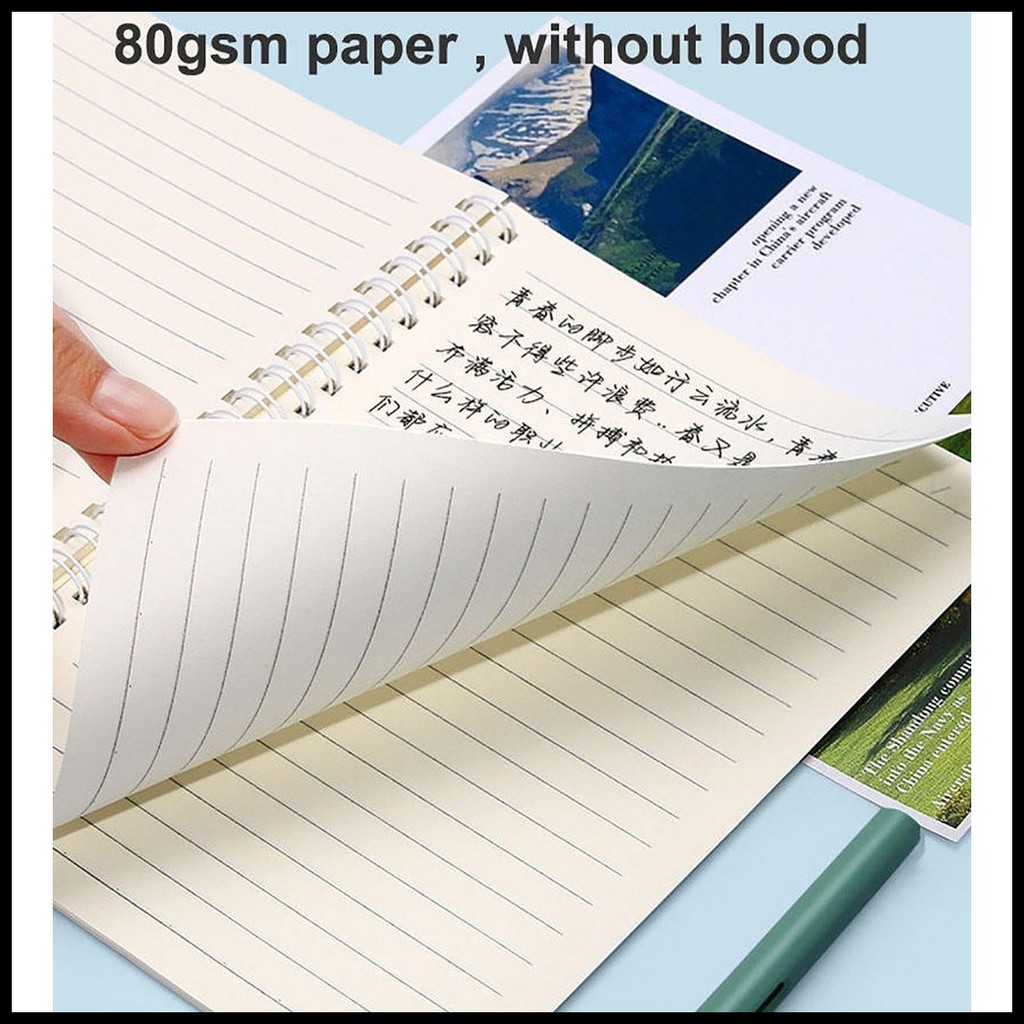 A5 60 Sheets Spiral Notebook Thick Loose Leaf Notebook Line Hardbound ...
