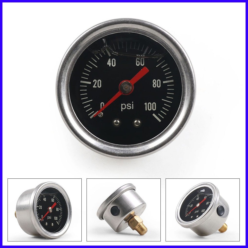 Liquid Filled Fuel Press Meter 0-100 PSI For Fuel Pressure Regulator ...