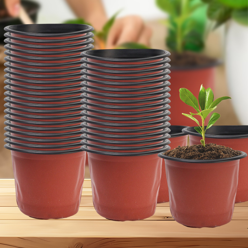 20/40/50Pcs Seeding Pot - Black Red Soft Plastic Grow Box Plant Nursery ...