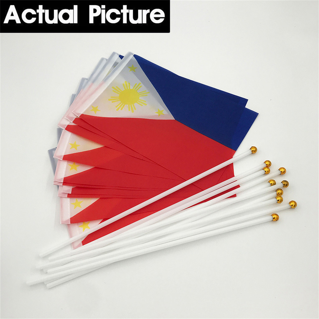 Set of 10 Philippine American Flag with Stick Mini Flaglets USA Hand ...