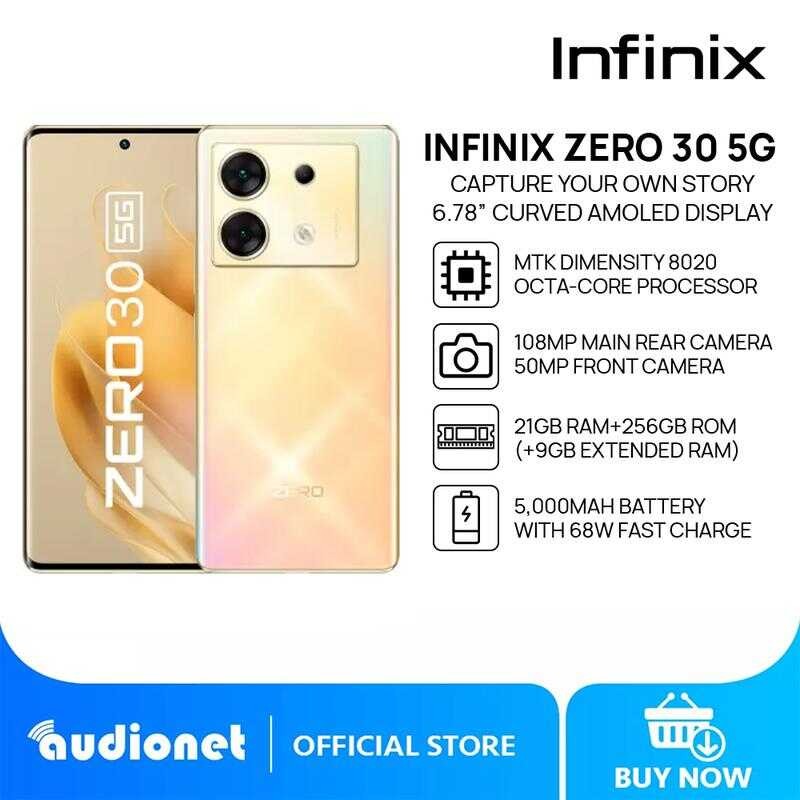 Infinix Zero 30 5G Smartphone | 21Gb (12+9Gb Extended) RAM + 256Gb ROM MTK Dimensity 8020 6.78 ...