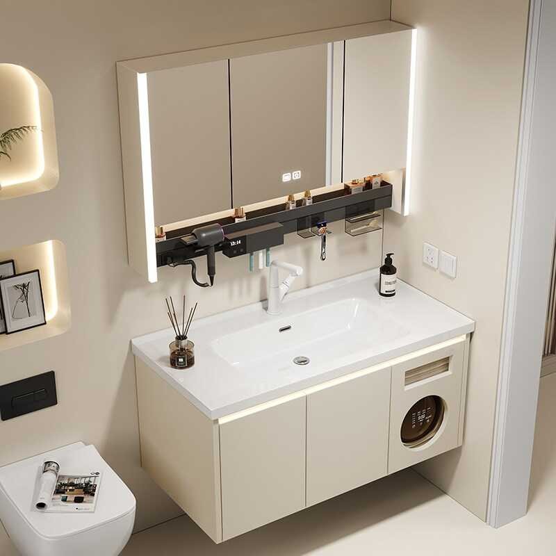 【With Washing Machine】Bat Ceramic T Integrated Bat Sink Combination ...
