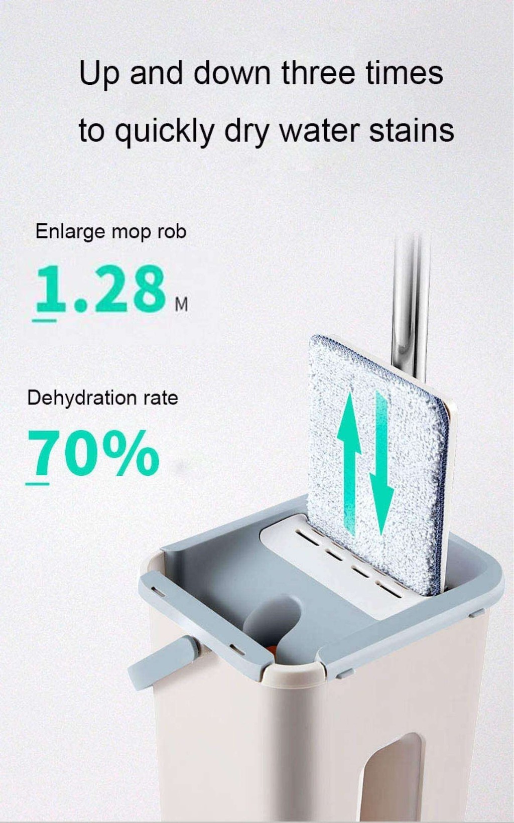 Flat Mop Self Wash Squeeze Dry Floor Mop 2 in 1 360 Spin Mop With ...