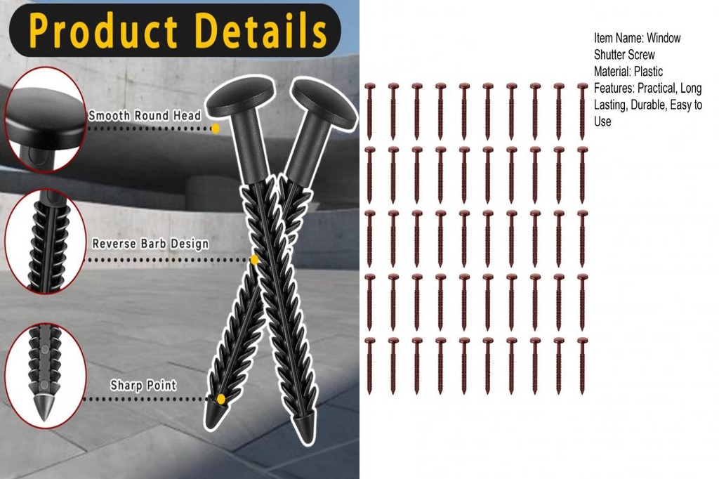 YX Black Vinyl Blind Fasteners Vinyl Shutter Screws Uv Resistant Vinyl ...